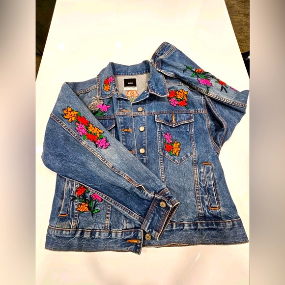 BDG | Jackets & Coats | Vintage Bdg Embroidered Floral Skull Jean ...